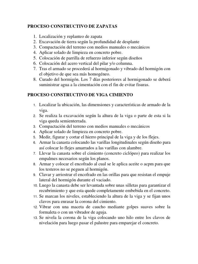 PROCESOS CONSTRUCTIVOS | PDF | Hormigón | Fundación (Ingeniería)