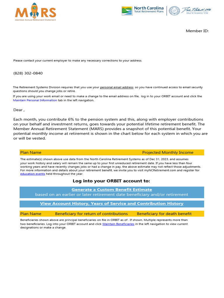 ERIN LEWIS - MARS-Member Annual Retirement Statement - 2023 | PDF ...