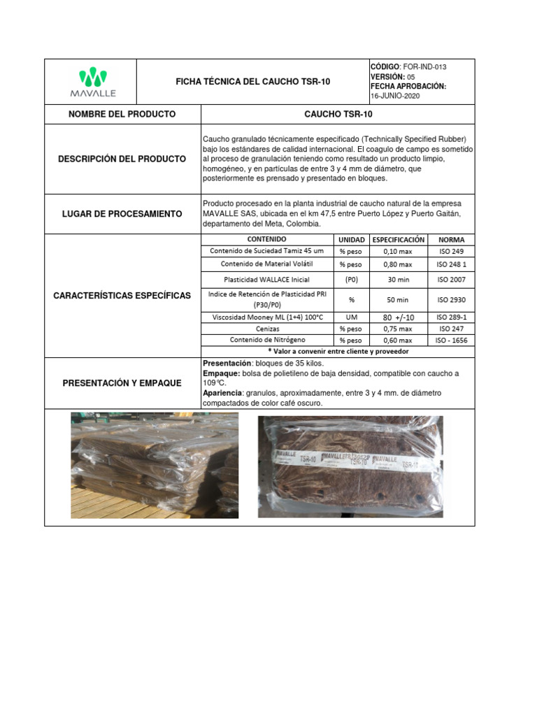 Ficha Técnica TSR 10 | Descargar gratis PDF | El plastico | Materiales