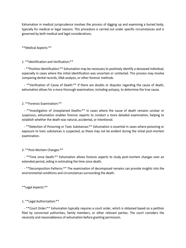 Exhumation Medical and Forensic Law | PDF | Autopsy | Burial