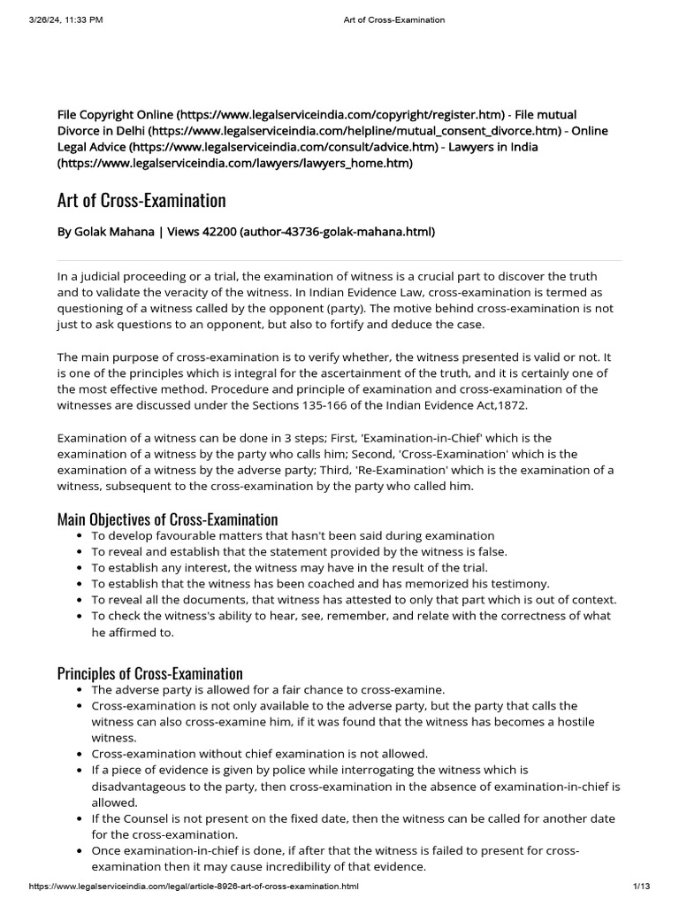 Art of Cross-Examination | PDF | Witness | Cross Examination