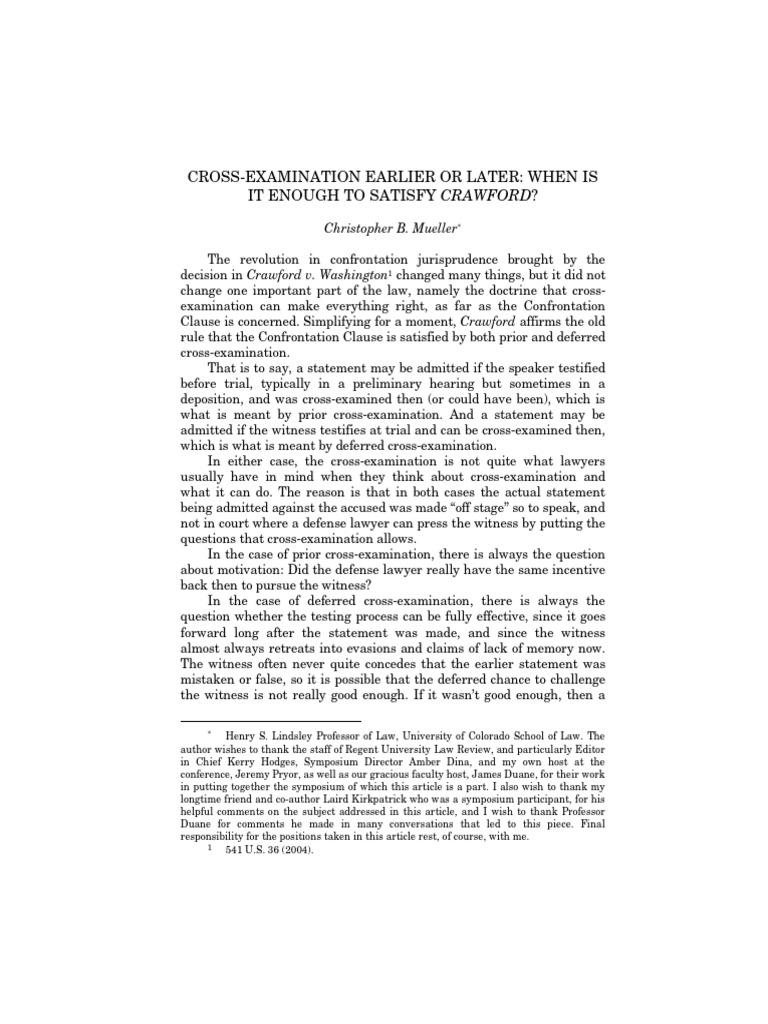 Microsoft Word - Mueller - Final | PDF | Confrontation Clause | Witness