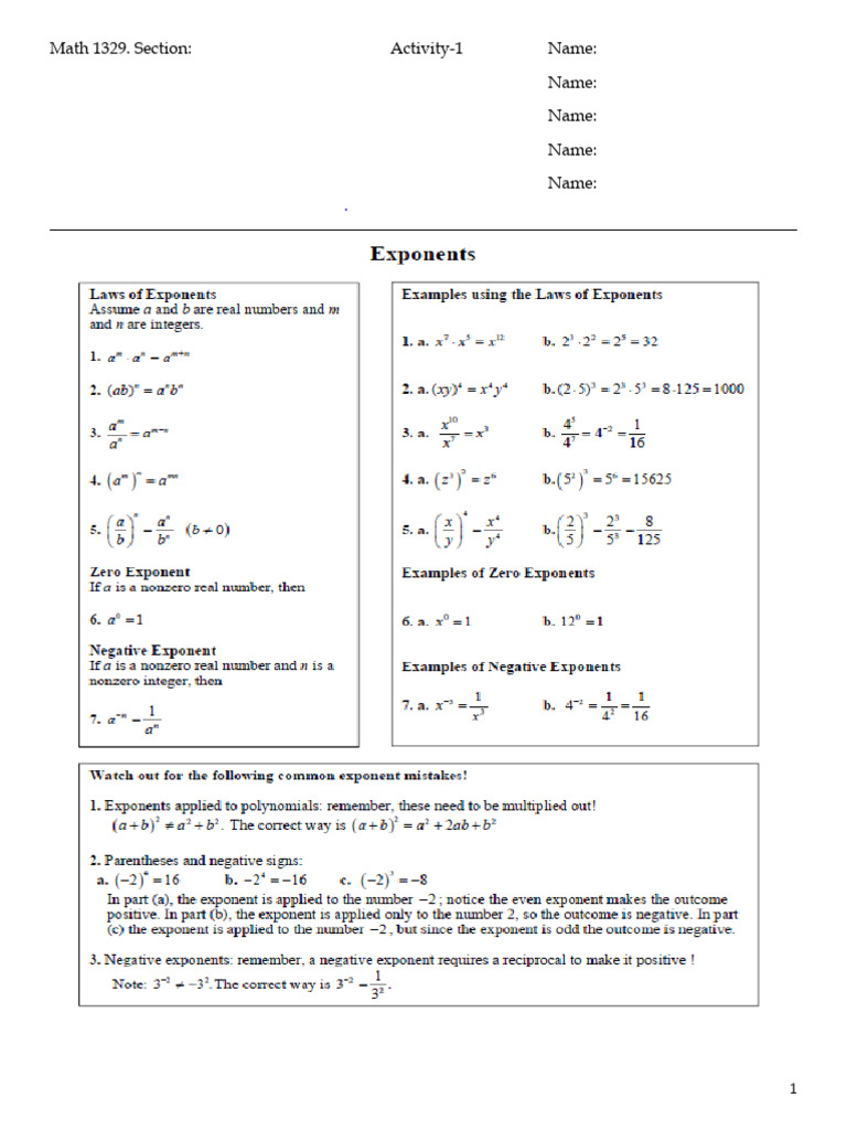 Activity 1 | PDF | Exponentiation | Arithmetic
