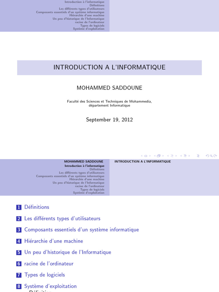 1 IntroductionInformatique | PDF | Informatique | Système d'exploitation
