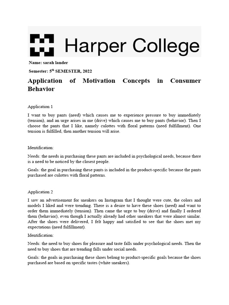 Application of Motivation Concepts in Consumer Behavior | PDF ...