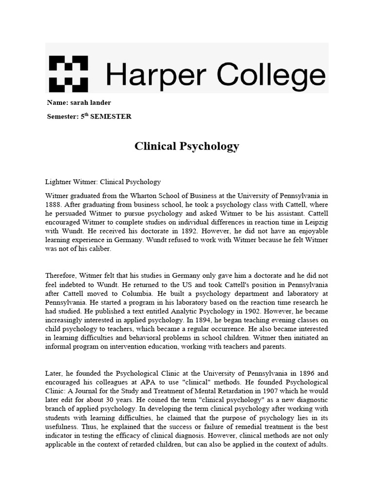 Clinical Psychology Notes | Download Free PDF | Psychology | Clinical ...