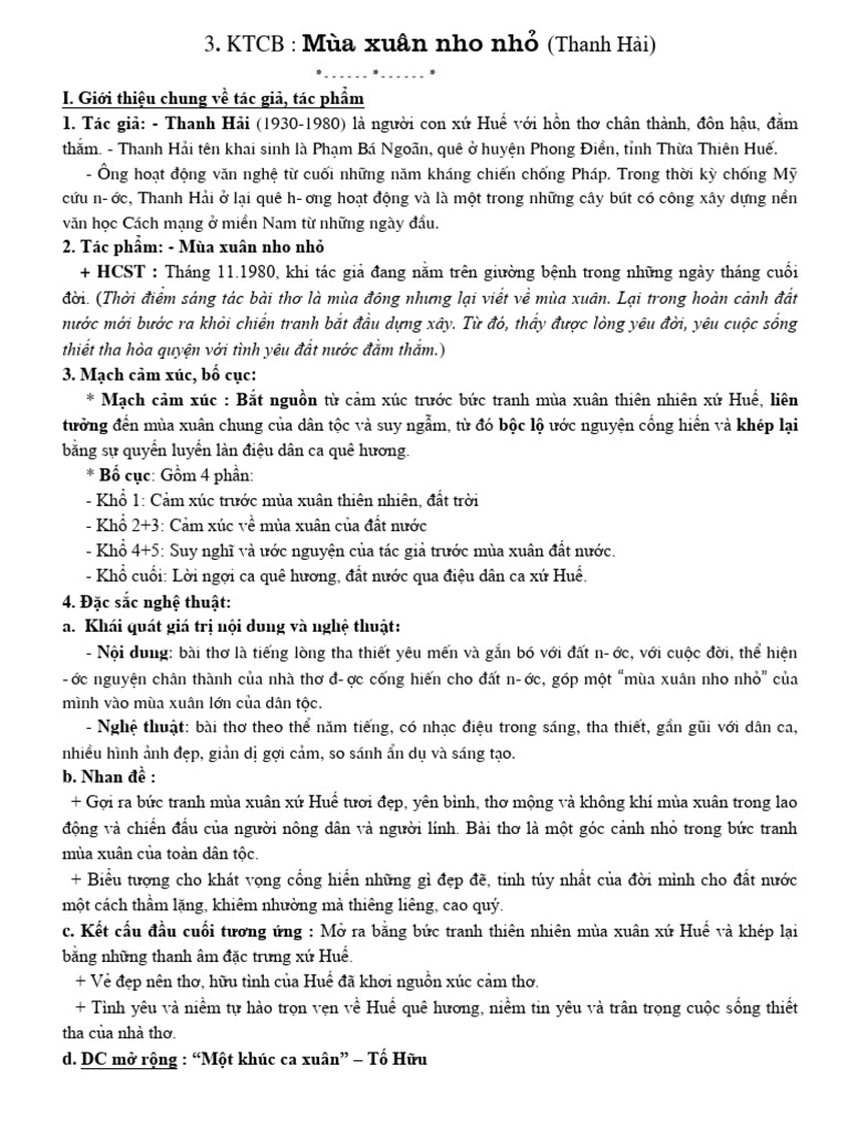 KTCB.Mùa xuân nho nhỏ | PDF