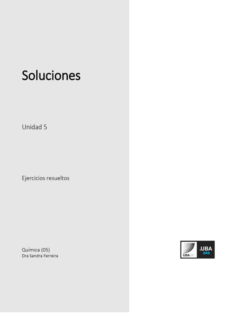 Ejercicios resueltos. Unidad 5_Química | PDF | Concentración | Ciencias fisicas