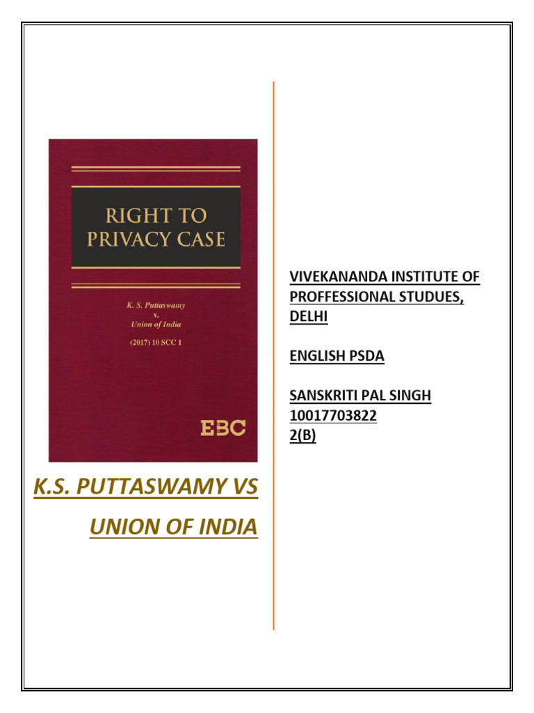 Legal English - Psda | PDF | Right To Privacy | Supreme Court Of India