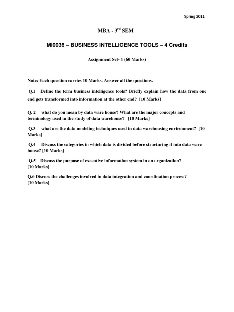 Business Intelligence Tools Assignment Guide | PDF | Business | Computers