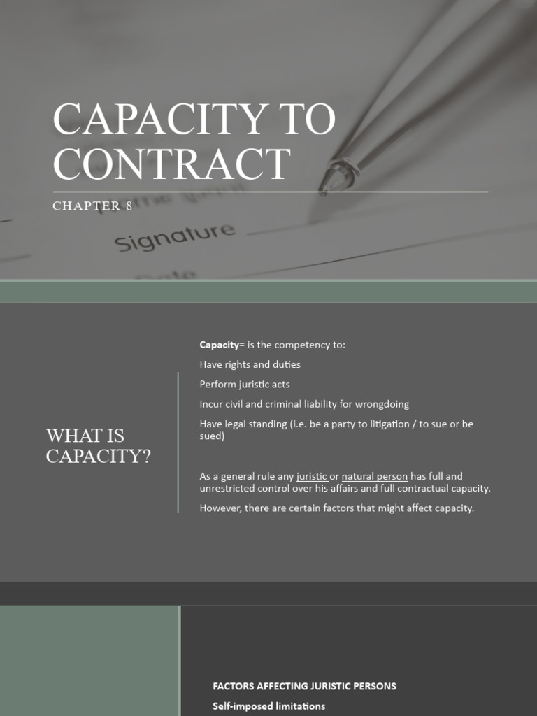 Chapter 8 Capacity To Contract | PDF | Finance & Money Management | Social Science