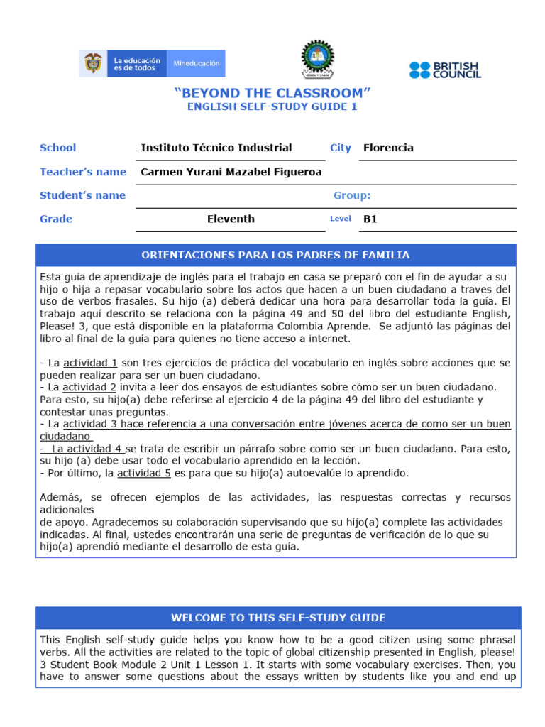 Self-Study Guide 1 - THIRD TERM (1) (Reparado) 2 | PDF | Familias de ...