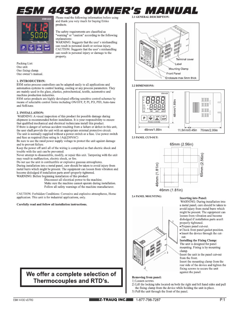 ESM4430 - Instr Mini V07 Rev0 | PDF
