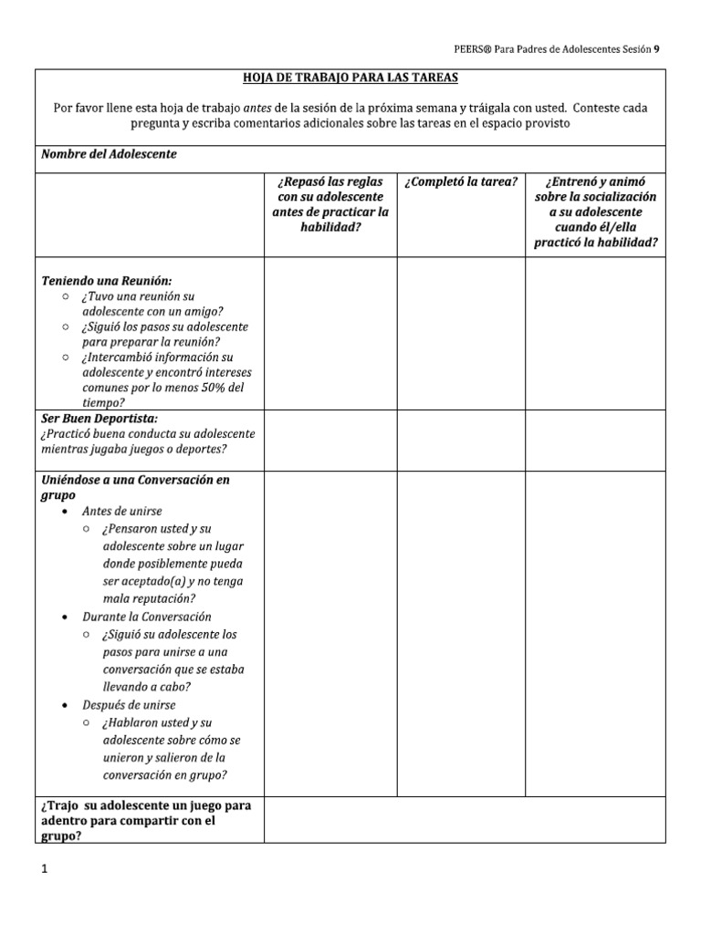 PEERS HW Sheet - Semana 9 | PDF