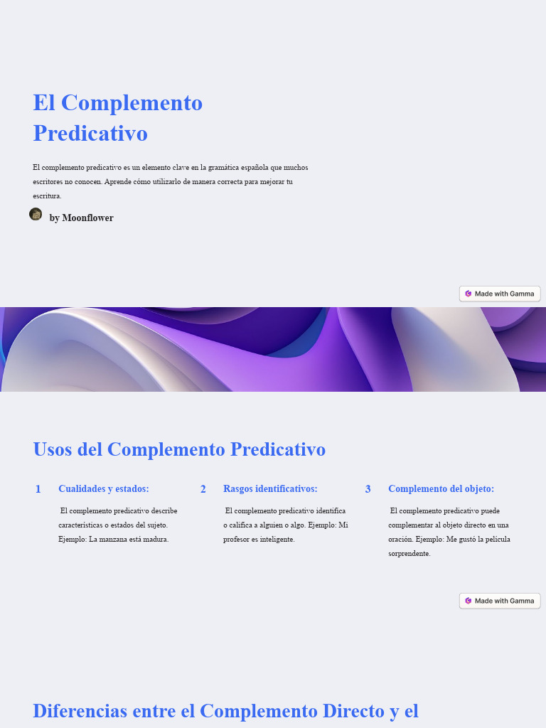 El Complemento Predicativo | PDF | Asunto (gramática) | Oración (Lingüística)