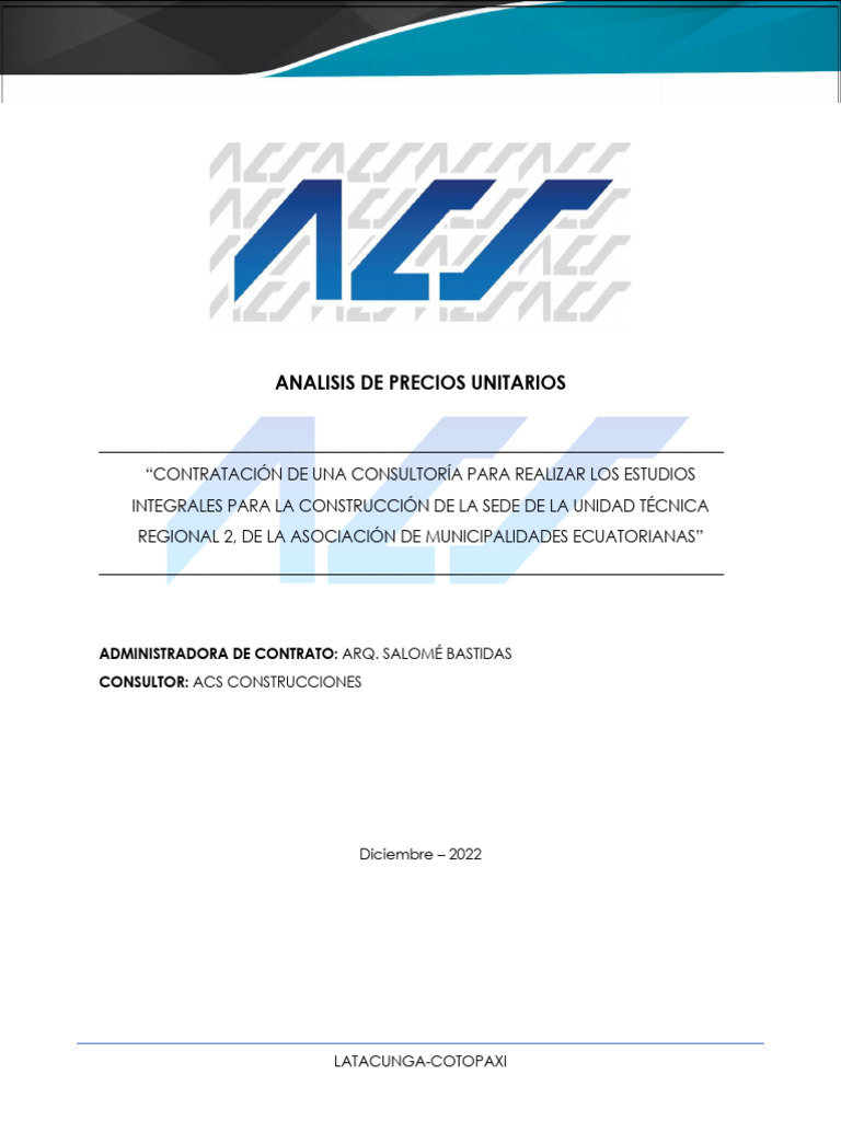 Analisis de Precios Unitarios | PDF