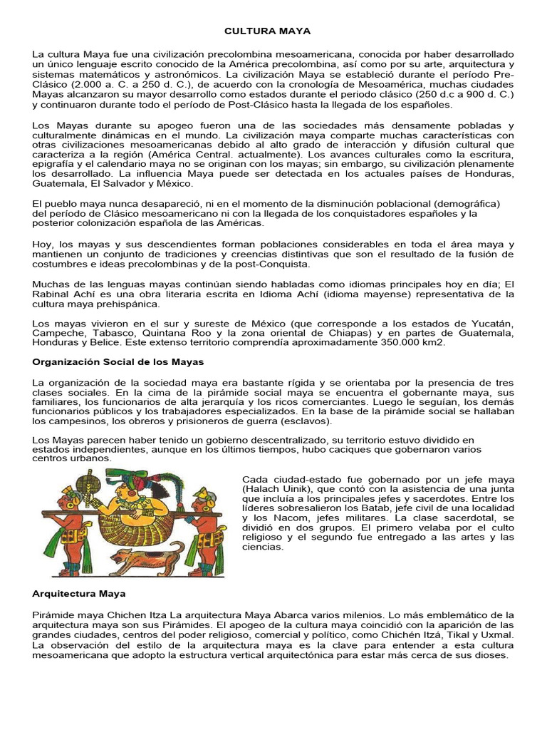 Cultura y Logros de la Civilización Maya | PDF