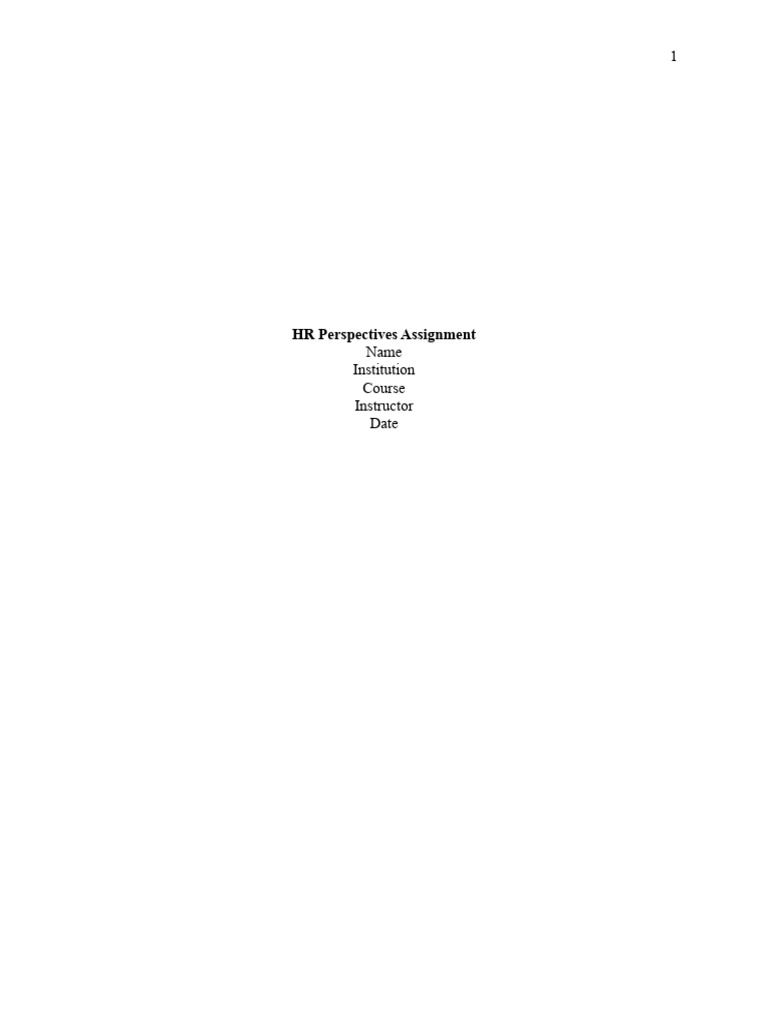 HR Perspectives Assignment - Edited | PDF | Human Resources | Employment