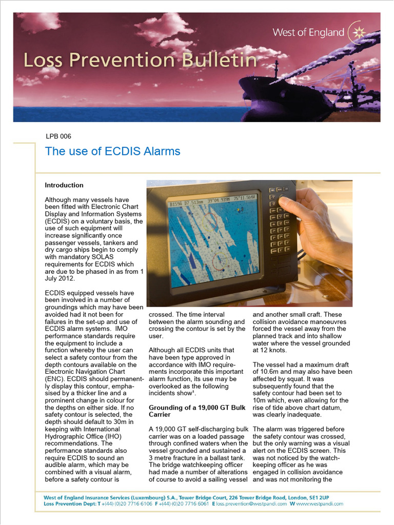 Loss Prevention Bulletin - The Use of ECDIS Alarms | PDF