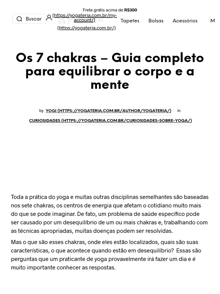Os Sete Chakras - Guia Completo L Yogateria | PDF