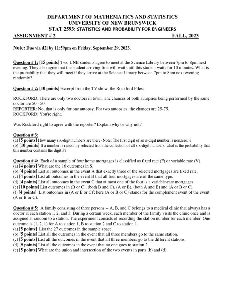 Assignment # 2 | PDF | Probability And Statistics | Measure Theory