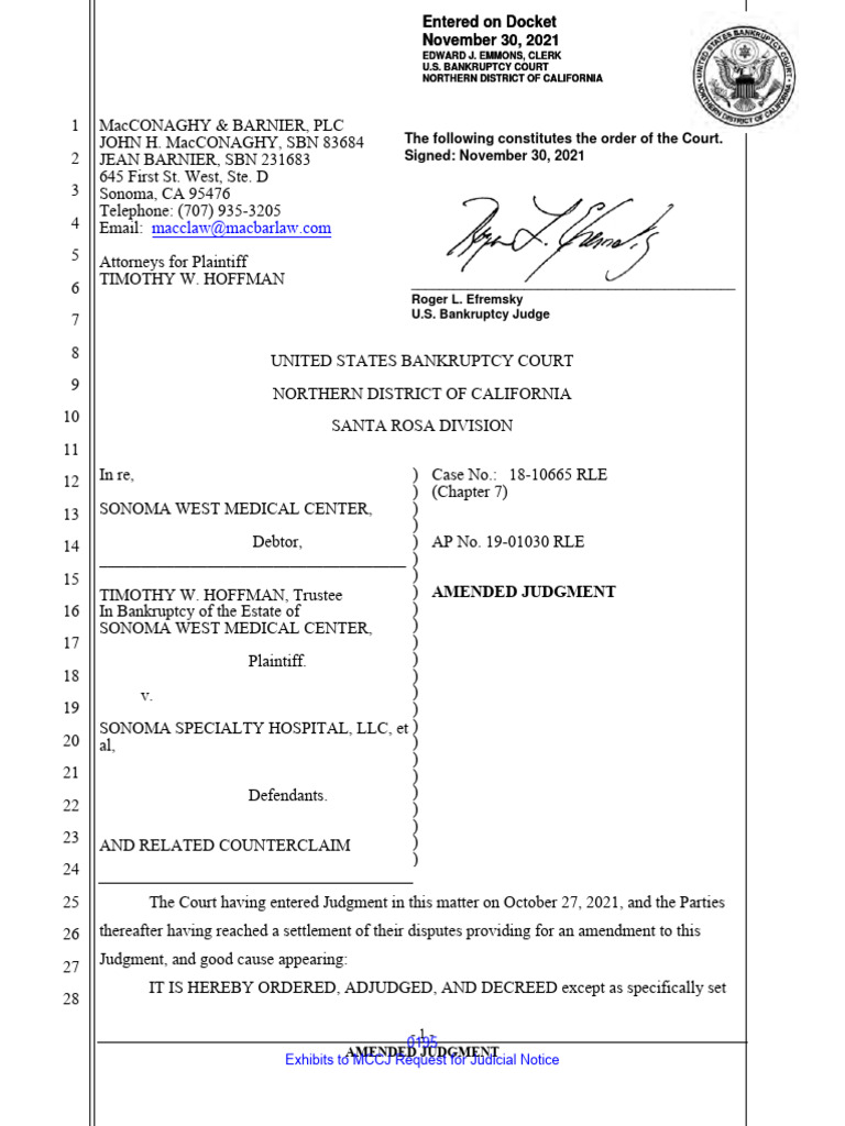 Amended Judgement | PDF | Judgment (Law) | Bankruptcy