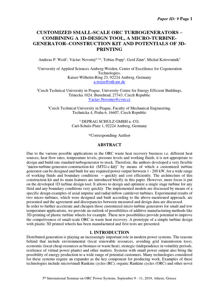 Customized Small Scale ORC Turbo Generator - Kolovratnik Et Al | PDF | Turbine | Gas Turbine
