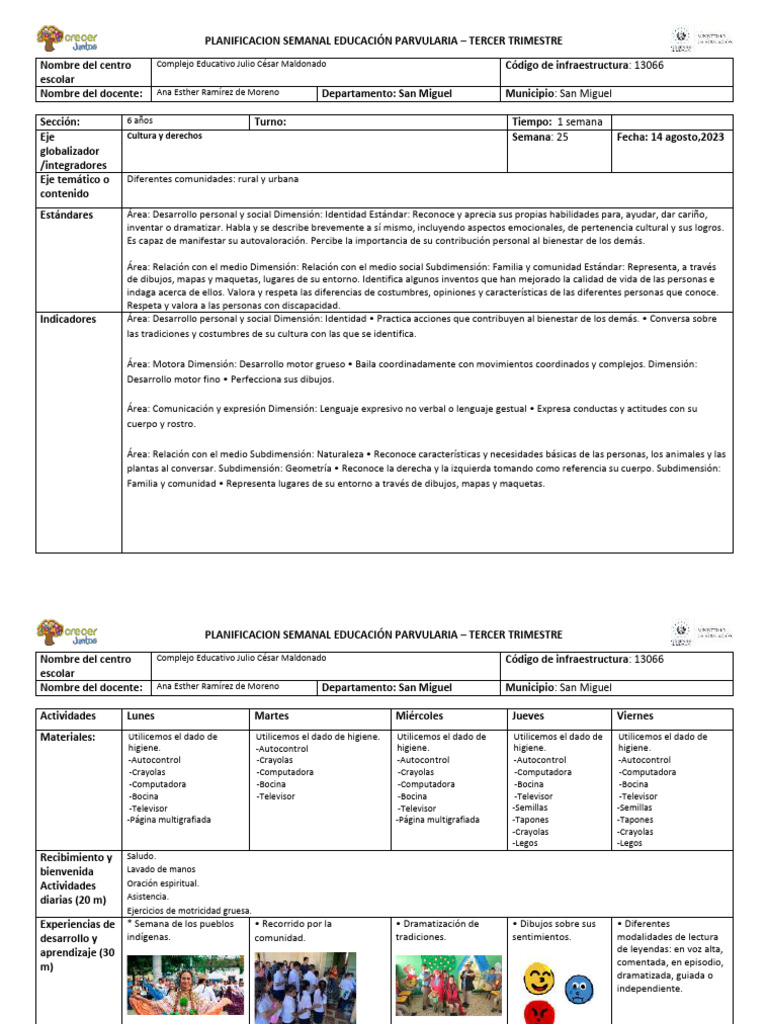 Ana Esther TERCER TRIMESTRE- PARVULARIA 6 | PDF | Educación de la ...