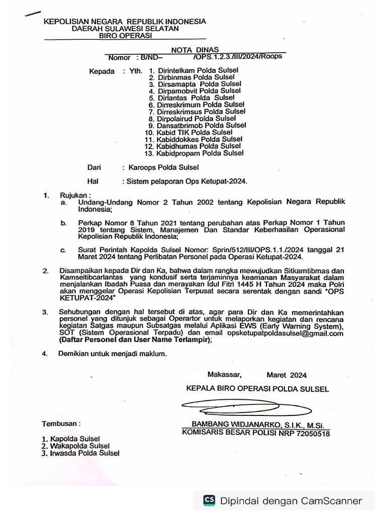 Nd-365 Sistem Pelaporan Ops Ketupat 2024 | PDF