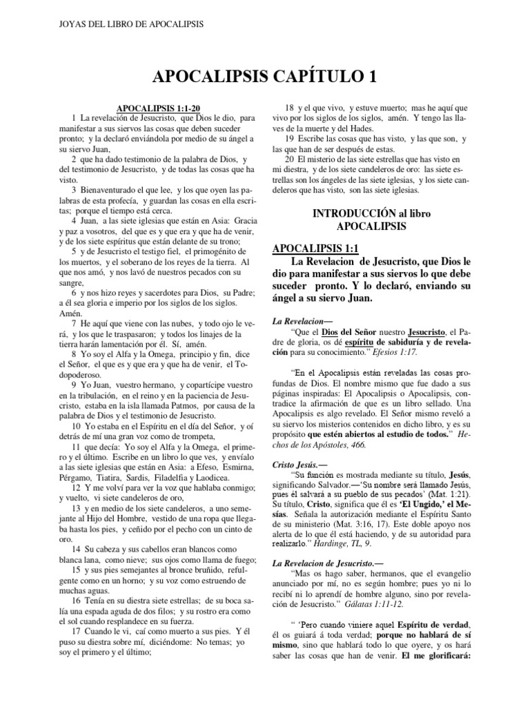 Apocalipsis Capítulo 1 Pdf Cristo Título Libro De Revelación