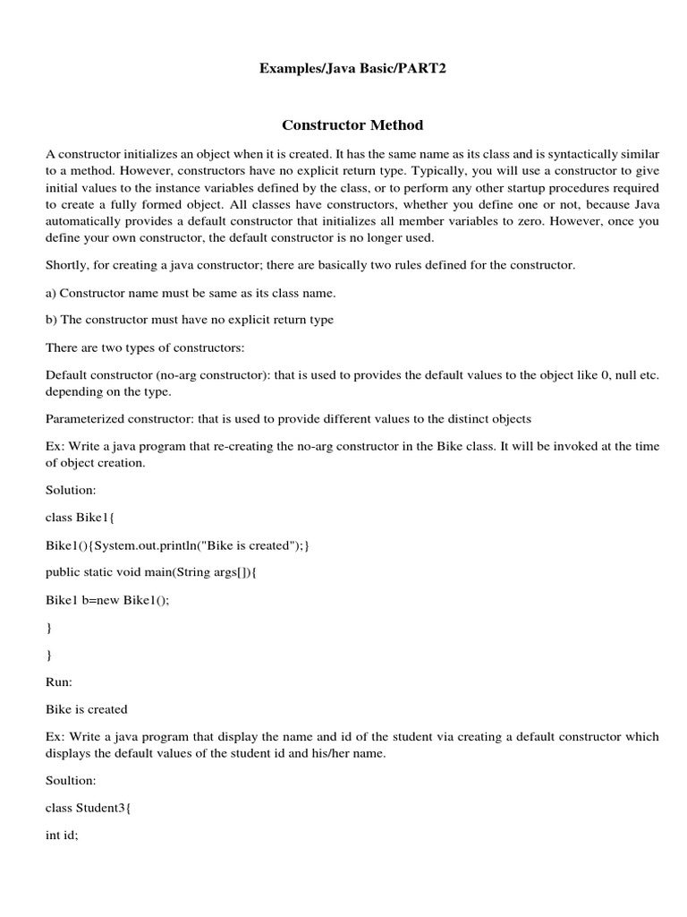 PART2 - Examples | PDF | Programming | Constructor (Object Oriented ...