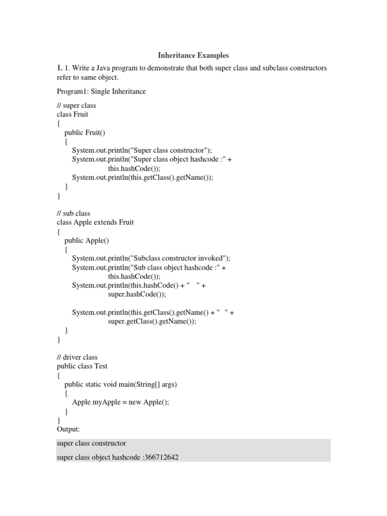 Inheritance Examples Pdf Inheritance Object Oriented Programming Class Computer 3092