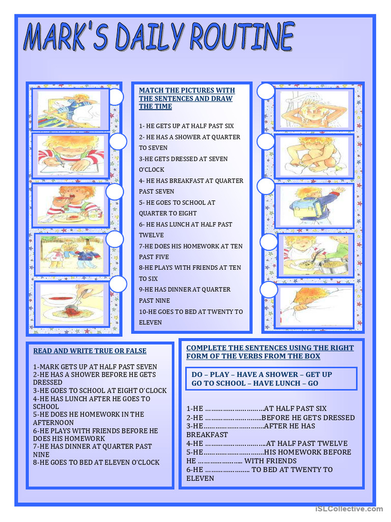 Daily Routine Matching Activity | PDF | Cooking, Food & Wine | Art
