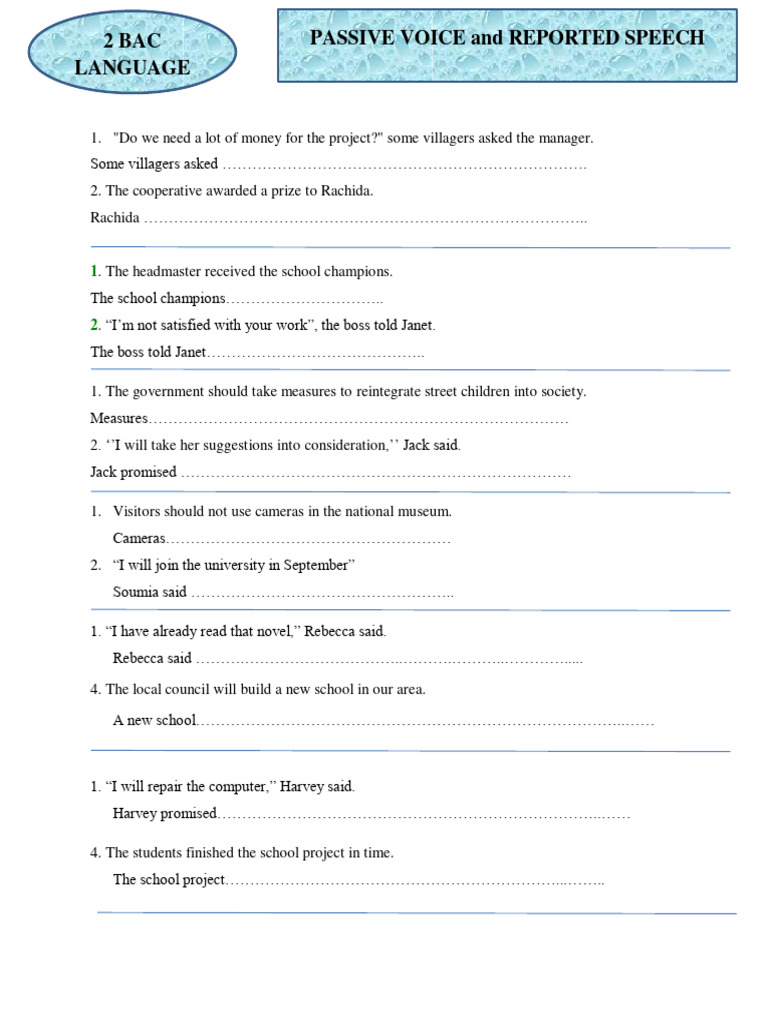 Passive Voice Reported Speech - 2 | PDF
