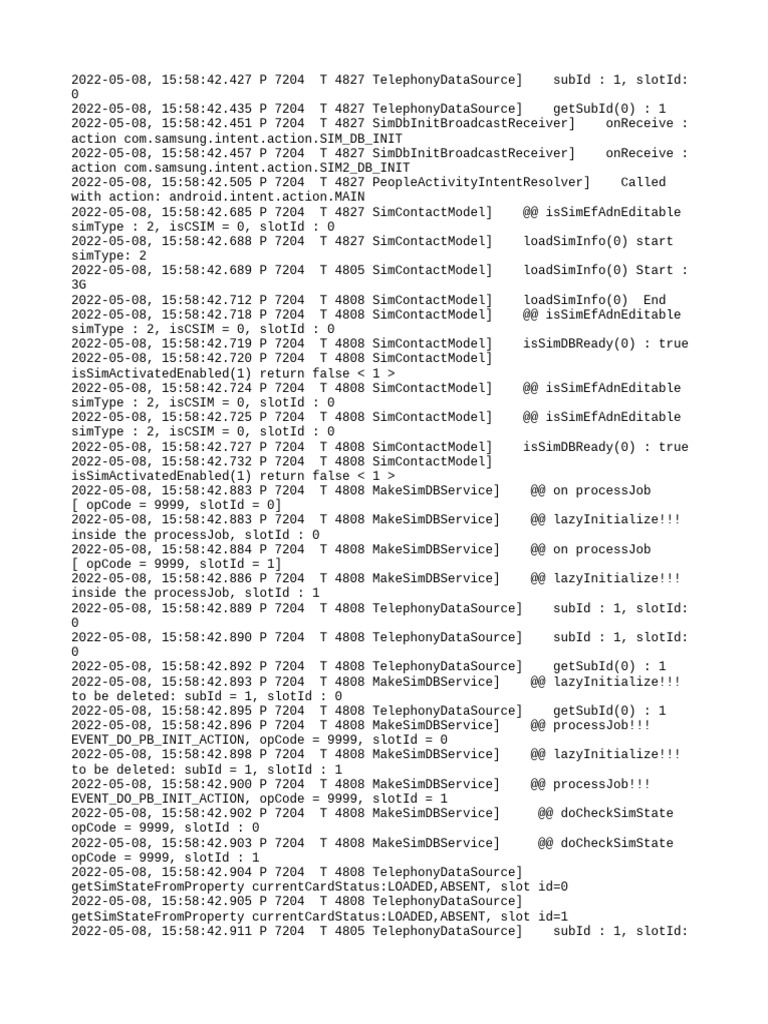 SIM Database Initialization Log | PDF | Android (Operating System ...