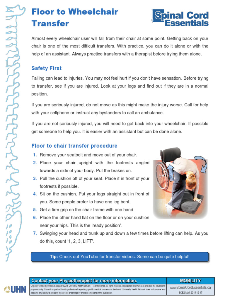 Floor to Wheelchair Transfer Guide | PDF | Wheelchair | Chair
