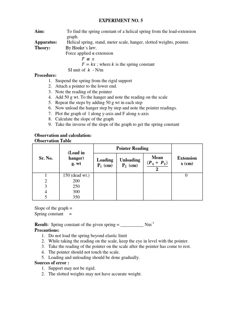 Physics Lab: Spring Constant Experiment | PDF