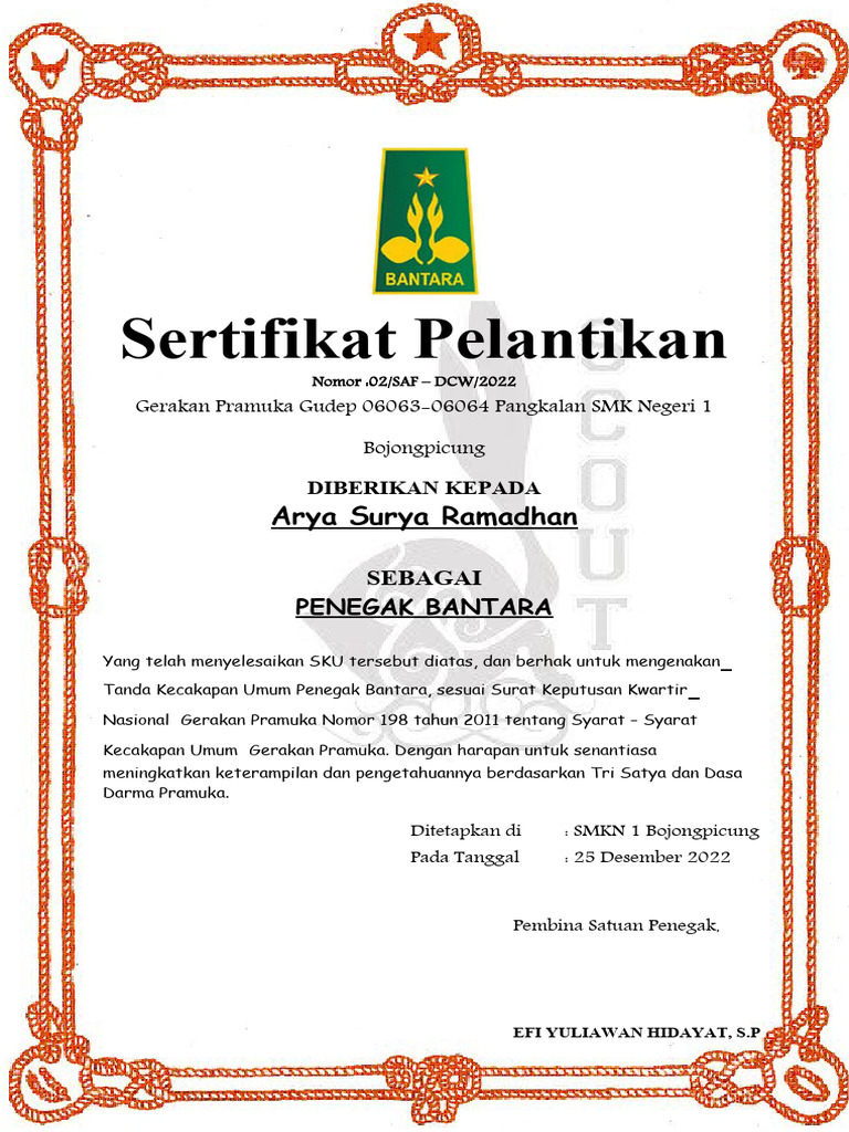 Sertifikat Bantara Tahun 2022 | PDF