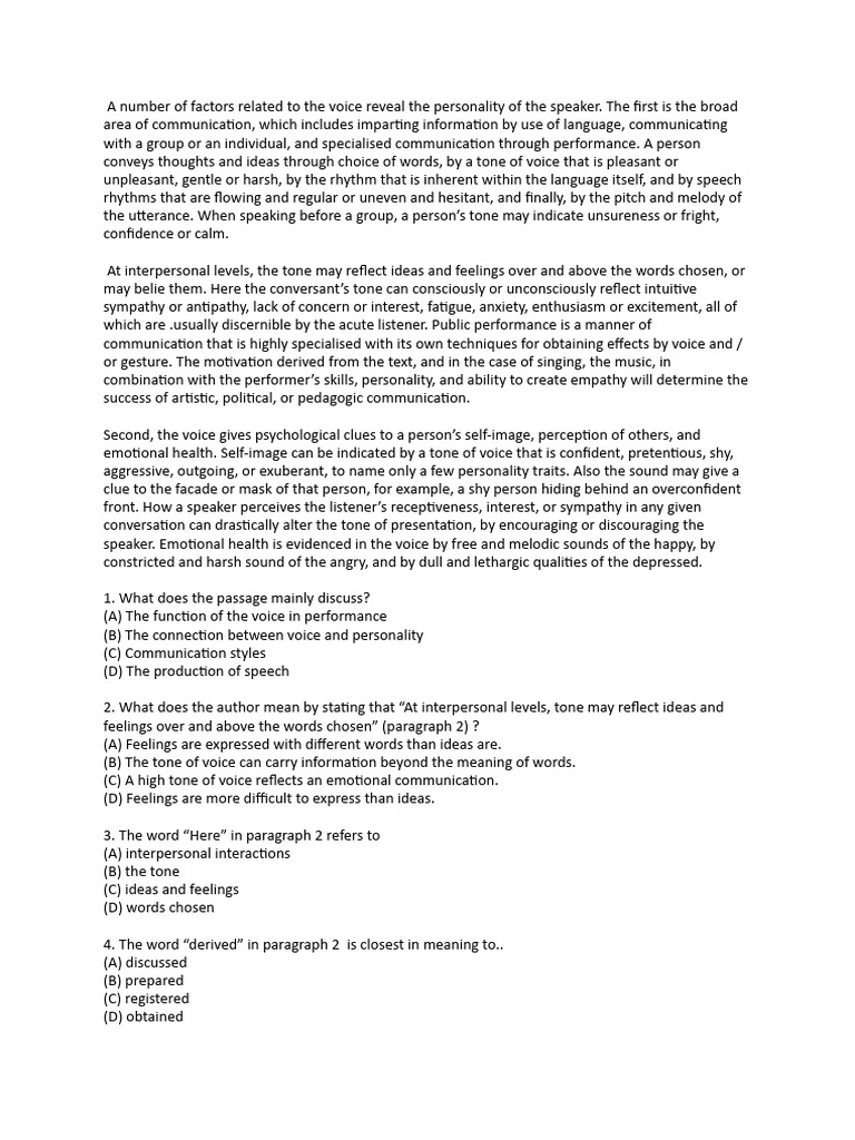 Reading Compre | PDF | Communication | Sympathy