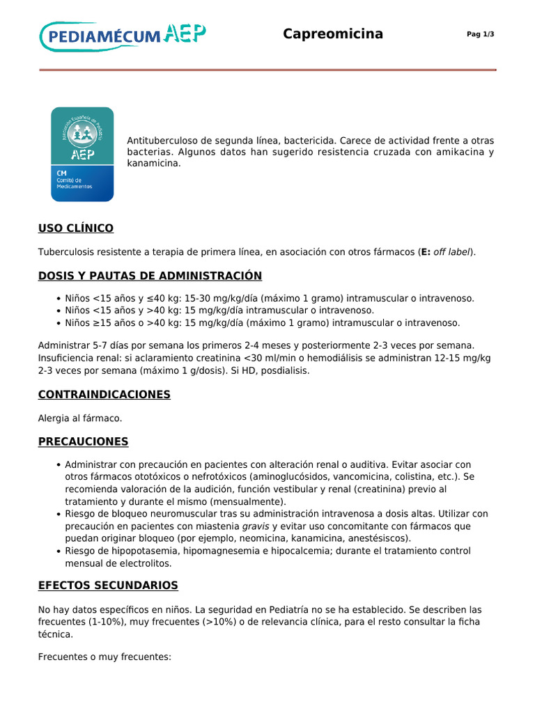 Capreomicina | PDF | Medicina CLINICA | Medicina