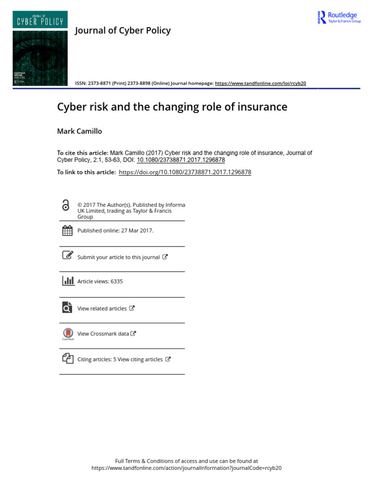 Evolving Cyber Risk and Insurance Roles | PDF | Computer Security ...