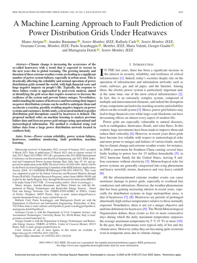 A Machine Learning Approach To Fault Prediction of Power Distribution ...