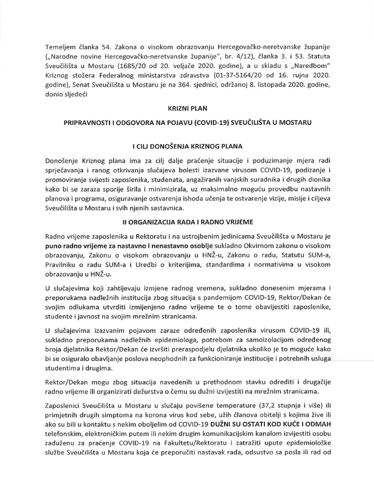 Krizni Plan COVID-19 | PDF