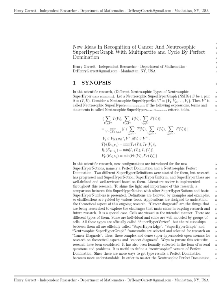 New Ideas In Recognition of Cancer And Neutrosophic SuperHyperGraph With Multipartite and Cycle ...