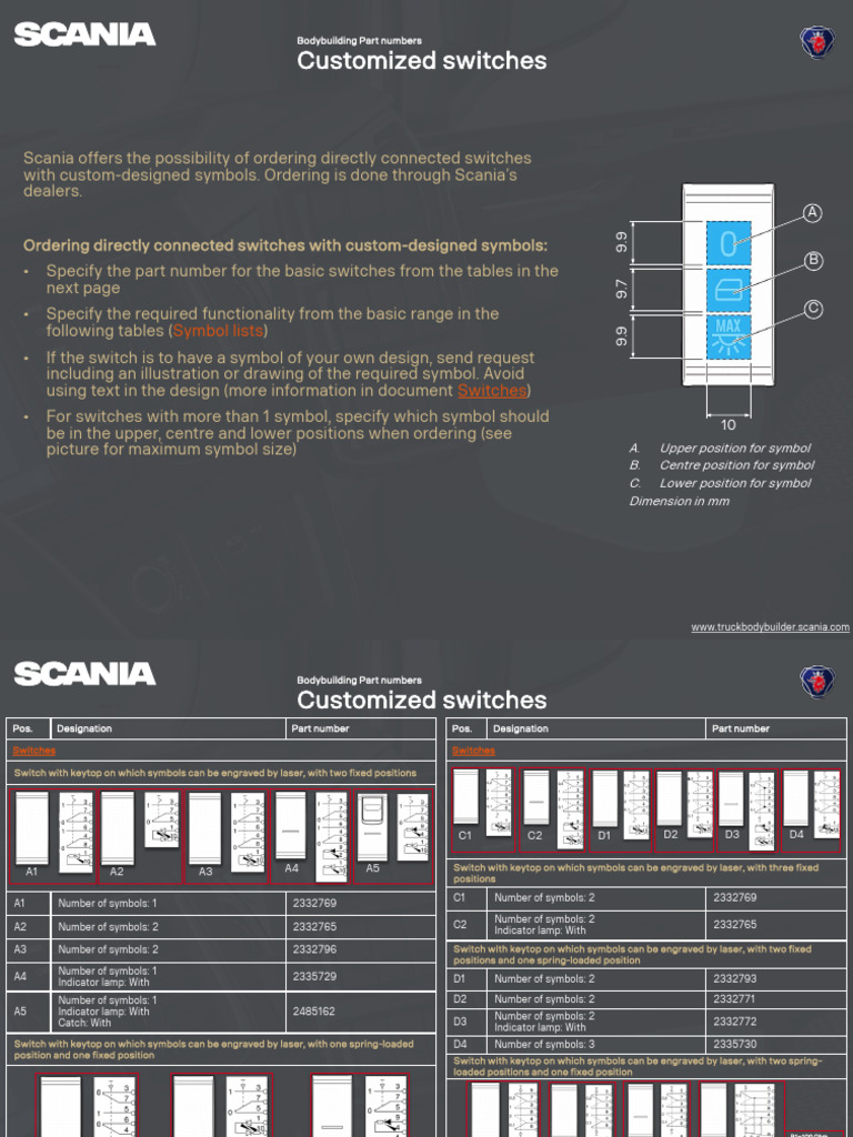 Scania Custom Switches Guide | PDF | Vehicles