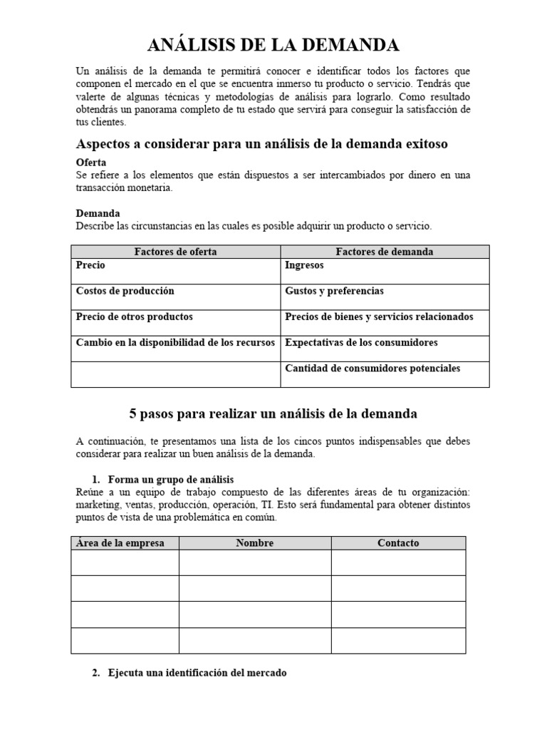 Análisis de La Demanda | PDF | Mercado (economía) | Producto (Negocio)