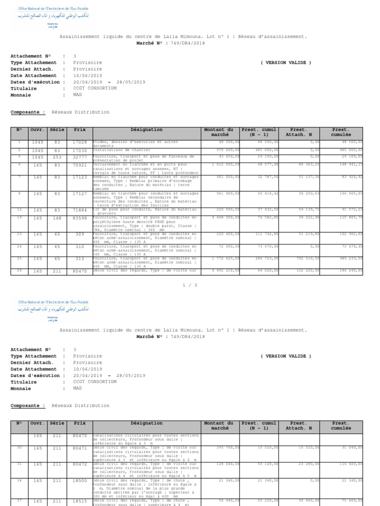 facture d'Attachement 3 M749 (1) | PDF
