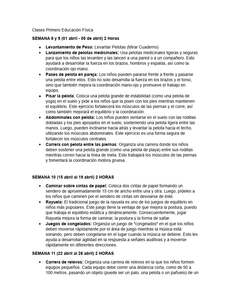 Actividades de Educación Física para Primeros Grados | PDF | Bailes