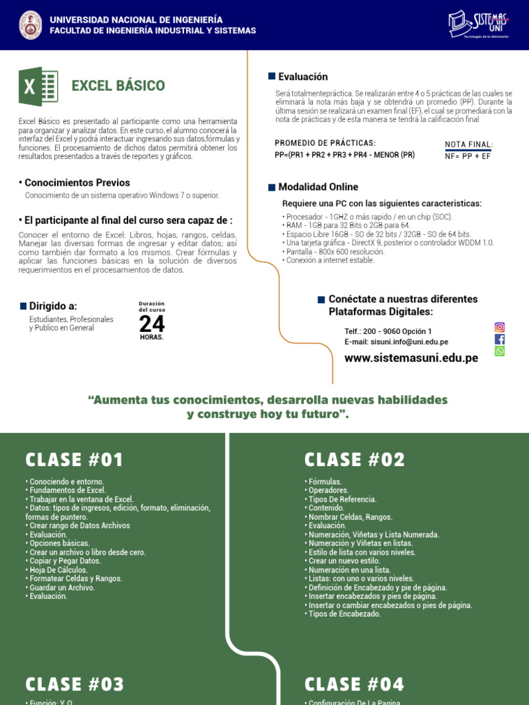 Excel-Basico Sistemasuni UNI | PDF | Microsoft Excel | Microprocesador