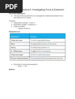 Hooke's Law: Force and Extension Practical | PDF | Force | Weight